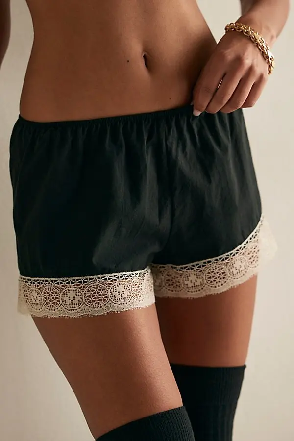 Only Hearts Lace Edge Shorties - Kohl