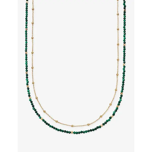Astley Clarke Biography Malachite Beaded Necklace - Yellow Gold Vermeil