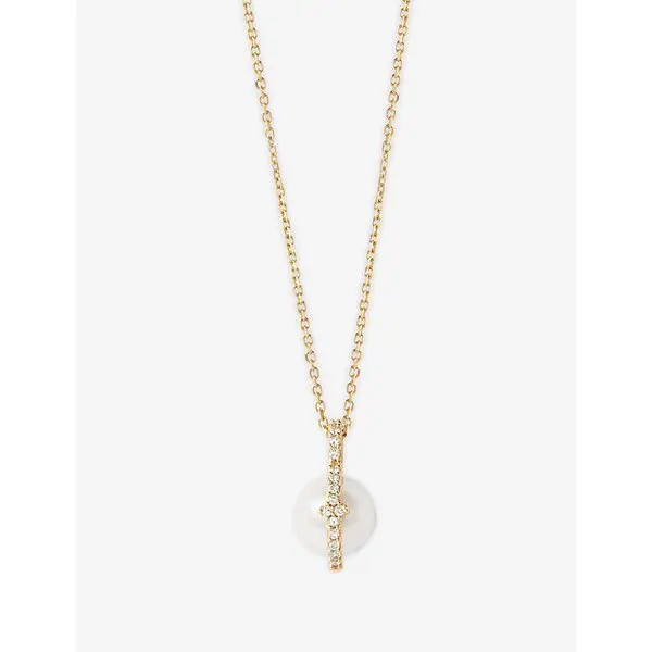 Astley Clarke Luna Diamond And Pearl Pendant Necklace - Yellow Gold