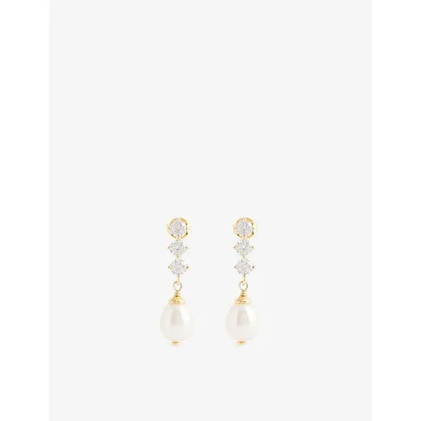 Completedworks Pearl And Cubic Zirconia Drop Earrings - Gold