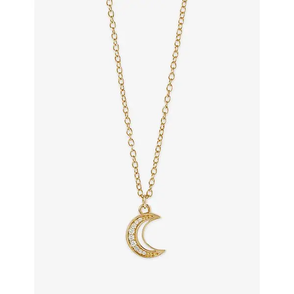 Astley Clarke Celestial Moon White Sapphire Pendant Necklace - Yellow Gold Vermeil