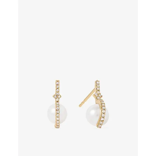 Astley Clarke Luna Lab-grown Diamond And Freshwater Pearl Stud Earrings - Yellow Gold