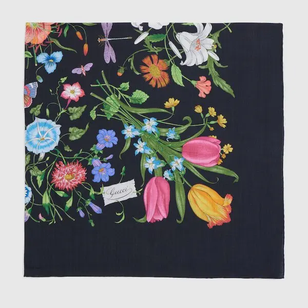 Gucci Printed Silk Wool Shawl