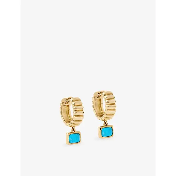 Astley Clarke Aurora Ridge Turquoise Drop Huggie Earrings - Yellow Gold Vermeil