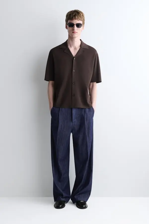 Cos Perforated Knitted Short-sleeved Shirt