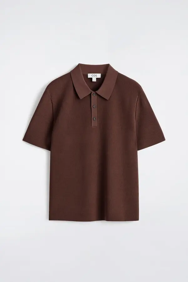Cos Slim Ribbed Bouclé-knit Polo Shirt - Red