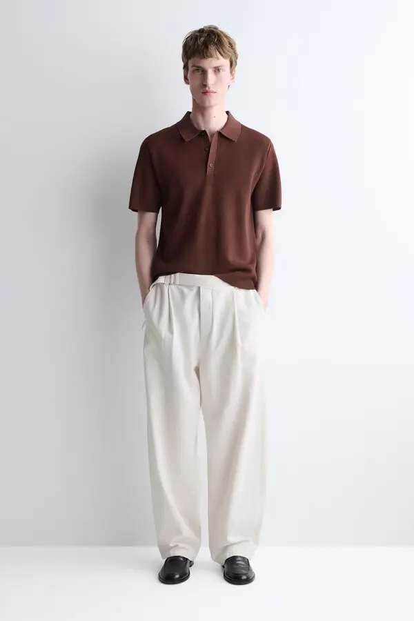 Cos Slim Ribbed Bouclé-knit Polo Shirt - Red