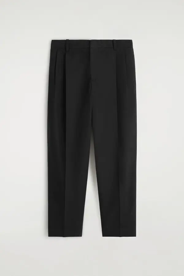 Cos Pleated Relaxed-fit Tapered Pants - Black