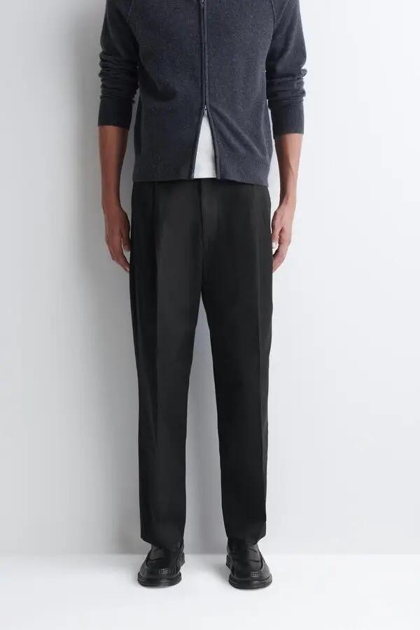 Cos Pleated Relaxed-fit Tapered Pants - Black