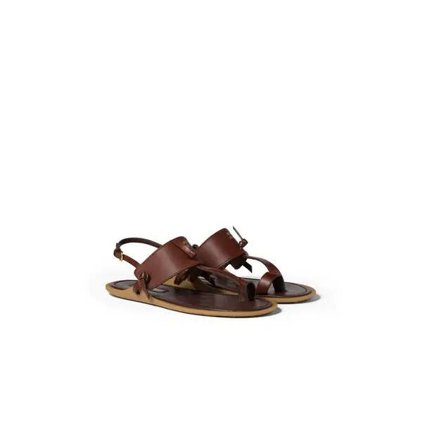 Miu Miu Leather Thong Sandals - Coffee