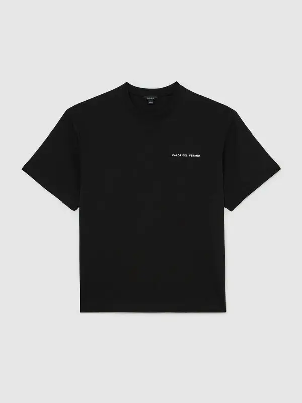 REISS Casa Cotton Logo Short-sleeve Relaxed T-shirt - Black