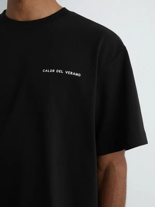 REISS Casa Cotton Logo Short-sleeve Relaxed T-shirt - Black