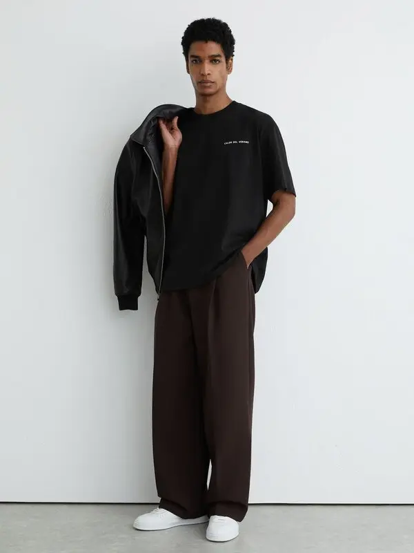 REISS Casa Cotton Logo Short-sleeve Relaxed T-shirt - Black