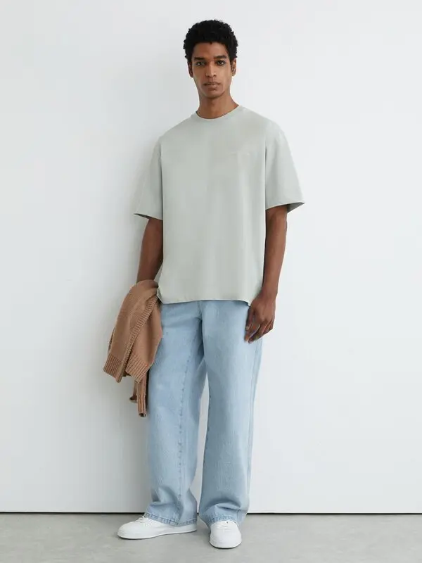 REISS Casa Cotton Logo Short-sleeve Relaxed T-shirt - Sage