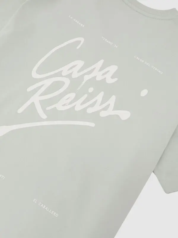 REISS Casa Cotton Logo Short-sleeve Relaxed T-shirt - Sage