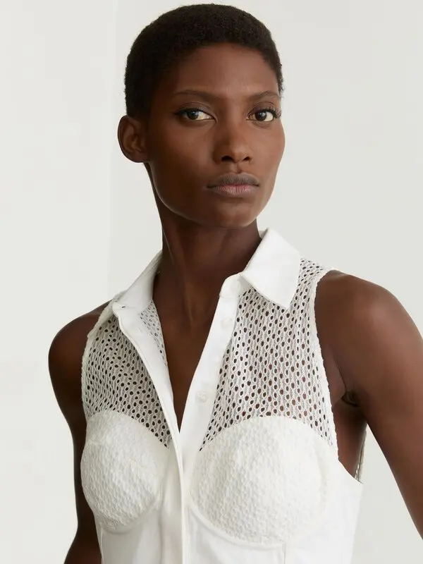 REISS Hera Cotton Broderie-detail Midi Dress