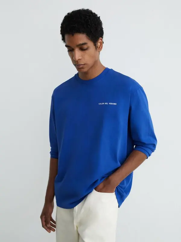REISS Palma Cotton Logo Long-sleeve Relaxed T-shirt