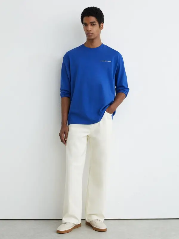 REISS Palma Cotton Logo Long-sleeve Relaxed T-shirt