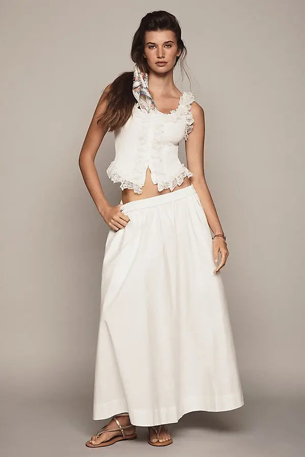 ALIGNE Natalie Poplin Maxi Skirt - White