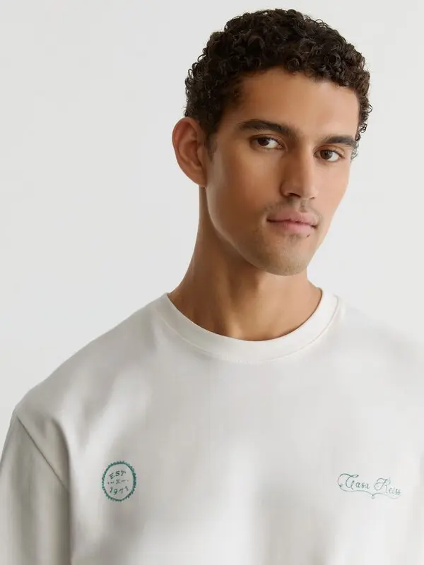 REISS Suave Cotton Motif Long-sleeve Relaxed T-shirt