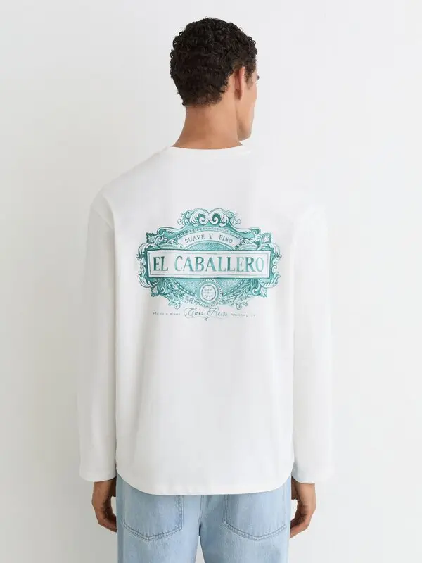 REISS Suave Cotton Motif Long-sleeve Relaxed T-shirt