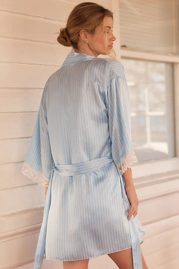 Flora Nikrooz Sabra Striped 3-piece Pajama Set - Soft Blue