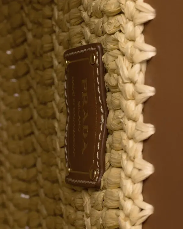 Prada Small Crochet And Leather Tote Bag
