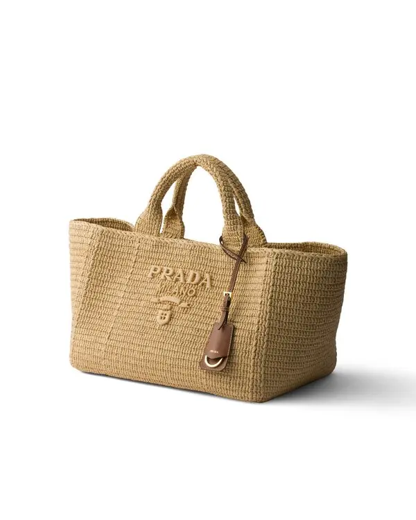 Prada Crochet Tote Bag With Leather Details