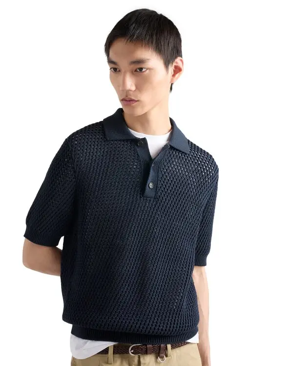 Prada Linen And Cotton Polo Shirt