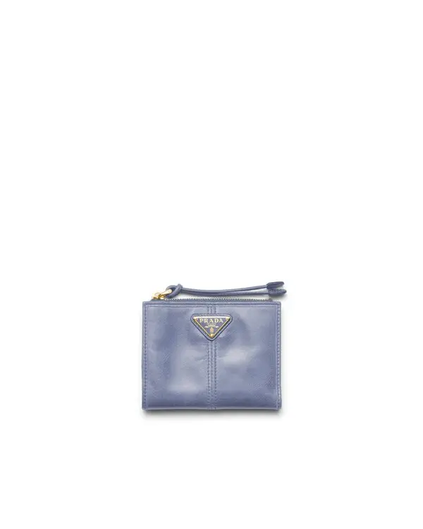 Prada Small Leather Wallet - Blue