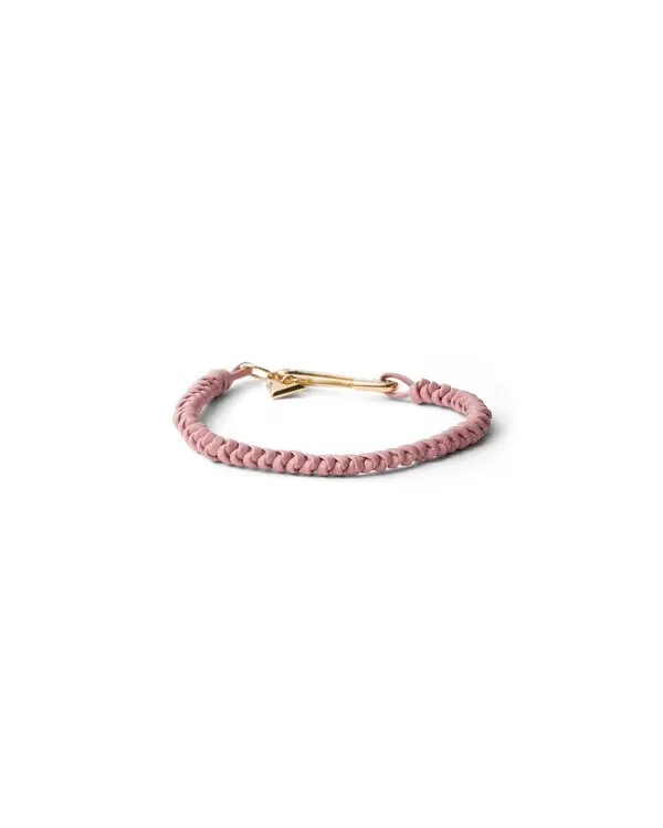 Prada Braided Nappa Leather Bracelet With Metal Ornament - Pink