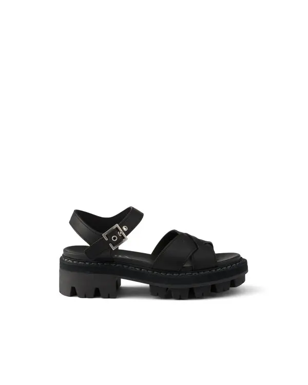 Prada Leather Sandals - Black