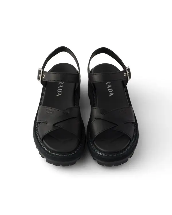 Prada Leather Sandals - Black
