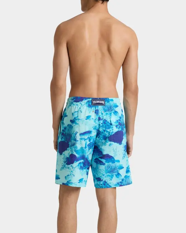 Vilebrequin Printed Long Stretch Swim Trunks - Blue