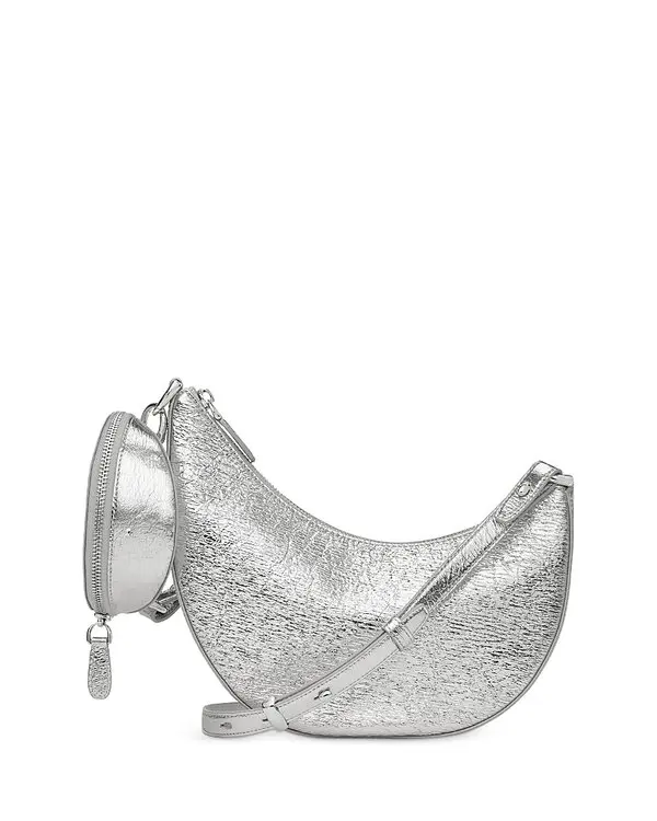 Kate Spade New York Crinkle Metallic Leather Crossbody - Silver