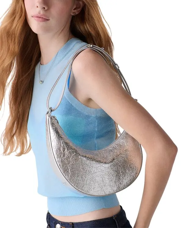 Kate Spade New York Crinkle Metallic Leather Crossbody - Silver