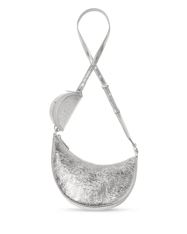 Kate Spade New York Crinkle Metallic Leather Crossbody - Silver