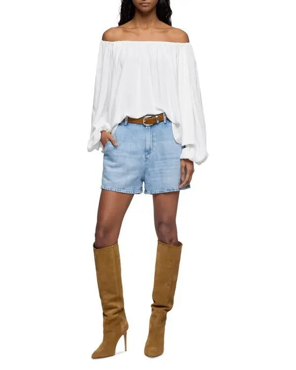 7 For All Mankind Denim Trouser Shorts - Iris