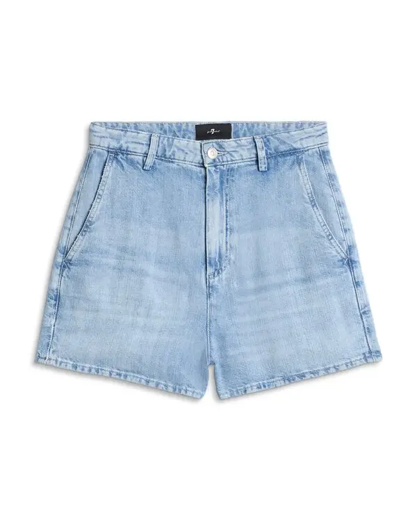 7 For All Mankind Denim Trouser Shorts - Iris