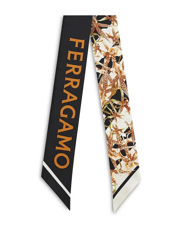 FERRAGAMO Gaia Silk Bandeau Scarf - Black/ivory