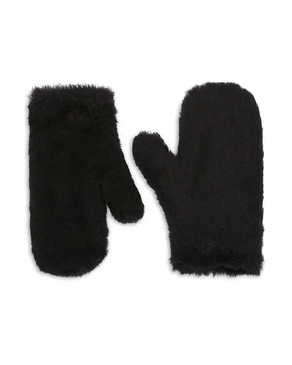 Max Mara Ombrato Alpaca Blend Teddy Mittens - Black