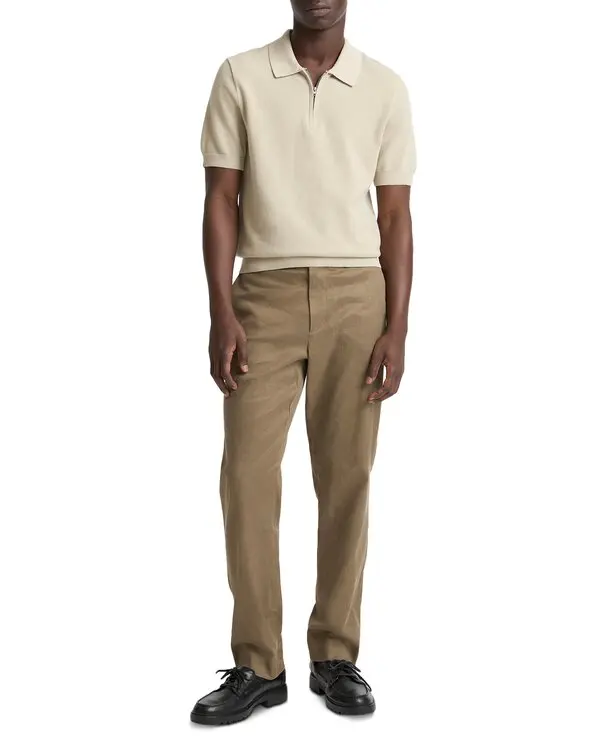 Vince Pique Zip Polo - Parchment