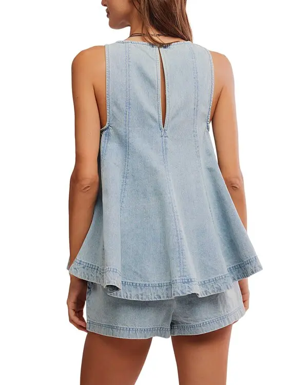 Free People Cassius Denim Top & Shorts Set