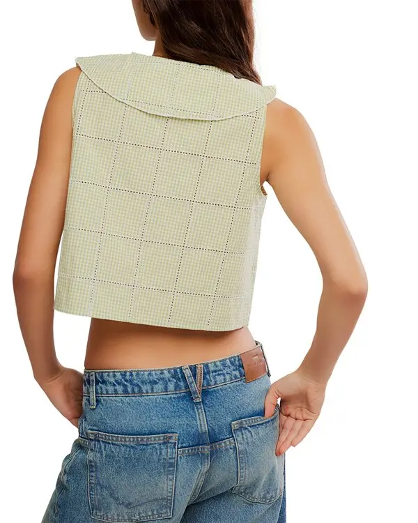 Free People Embroidered Gingham Crop Top - Winter Pear