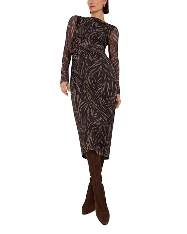 Whistles Abstract Zebra Mesh Dress