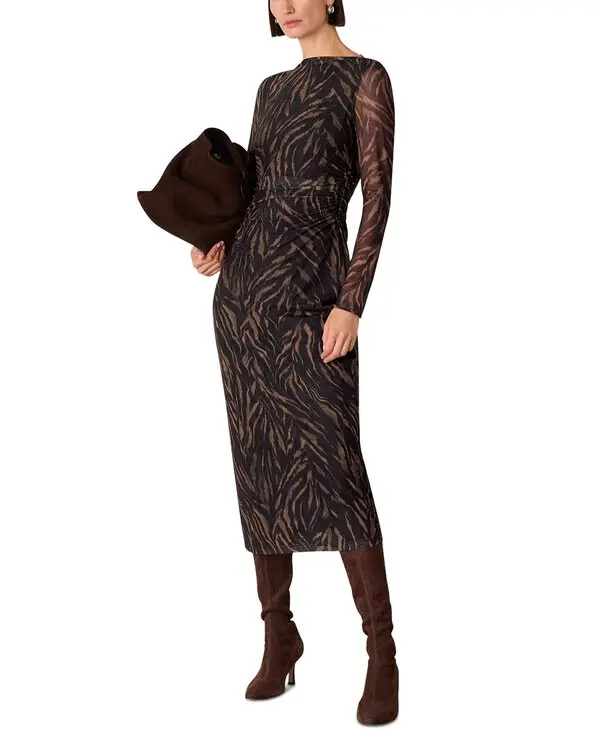 Whistles Abstract Zebra Mesh Dress