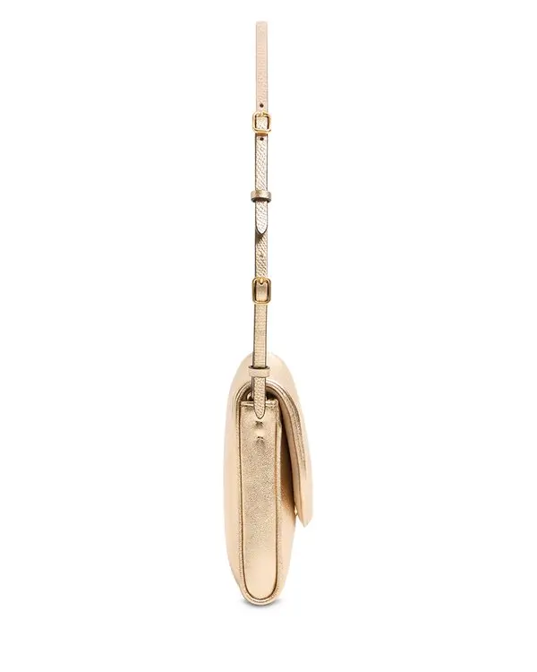 Valentino Garavani Vlogo Laminated Nappa Leather Small Shoulder Bag - Champagne
