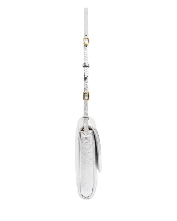Valentino Garavani Vlogo Laminated Nappa Leather Small Shoulder Bag - Silver