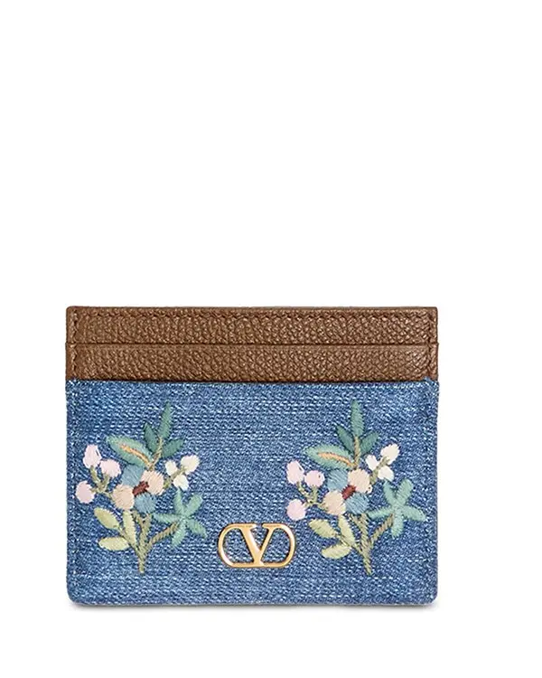 Valentino Garavani Vlogo Signature Denim Cardholder - Multi