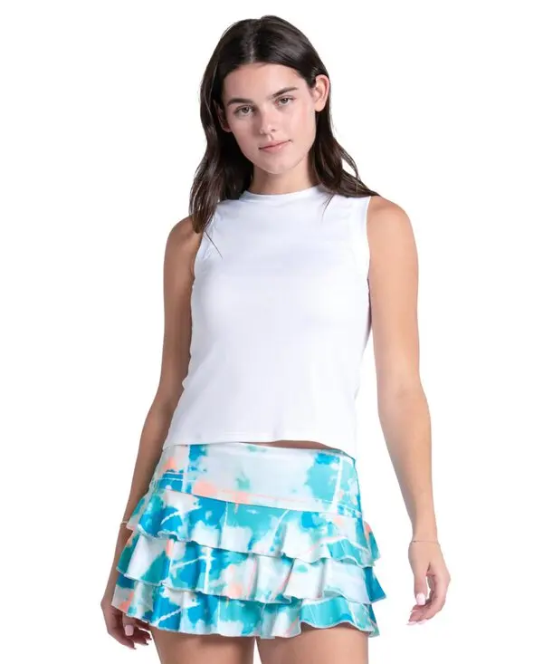 Lucky In Love Printed Tiered Skirt - Blue